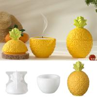 China Dropping resin pineapple storage jar silicone mold DIY aromatherapy candle cup table gypsum mold for sale