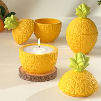 China Dropping resin pineapple storage jar silicone mold DIY aromatherapy candle cup table gypsum mold for sale