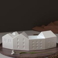 China DIY Nordic Christmas House Half Moon Gypsum House Candlestick Candlestick Container Decoration Silicone Mold for sale