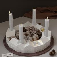 China DIY Nordic Christmas House Half Moon Gypsum House Candlestick Candlestick Container Decoration Silicone Mold for sale