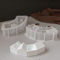 China DIY Nordic Christmas House Half Moon Gypsum House Candlestick Candlestick Container Decoration Silicone Mold for sale