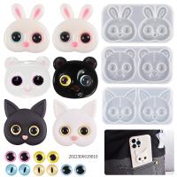 China DIY crystal dropper resin mobile phone case patch 3D three-dimensional bear rabbit cat head silicone mold for sale