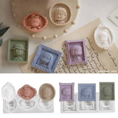 China DIY dropper resin relief semi three-dimensional portrait refrigerator sticker aromatherapy gypsum hanging silicone mold for sale