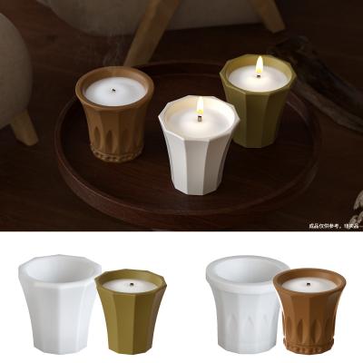 China DIY Aromatherapy Gypsum Cement Round Vase Flower Pot Silicone Mold Aromatherapy Candle Cup Gypsum Mold for sale