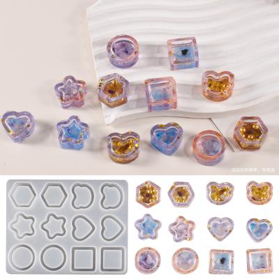 China DIY Drip Glue Star Love Circle Hexagonal Flowing Sand Pendant Hanging Keychain Swinging Music Silicone Mold for sale
