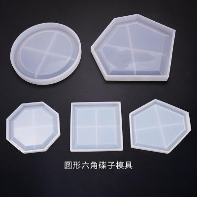 China DIY crystal dropper mold, dish, circular hexagonal table, decorative ornament, coaster, silicone mold for sale