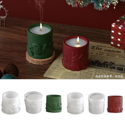 China Gypsum storage jar, flower pot, silicone mold, DIY Santa Claus snowman, candle cup, drip glue mold for sale