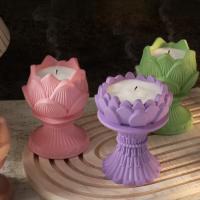China Crystal dropper gypsum cement three-dimensional lotus ground gypsum candle cup flower bud candle container silicone mold for sale