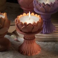 China Crystal dropper gypsum cement three-dimensional lotus ground gypsum candle cup flower bud candle container silicone mold for sale