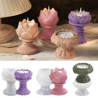 China Crystal dropper gypsum cement three-dimensional lotus ground gypsum candle cup flower bud candle container silicone mold for sale
