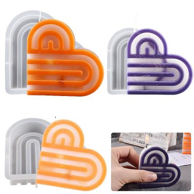 China Dropping glue ins style heart-shaped door candle mold heart-shaped coaster Valentine's Day arch decoration silicone mold for sale