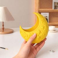 China Embossed pattern moon storage box mold, handmade DIY gypsum cement jewelry box, home decoration silicone mold for sale