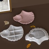 China Aromatherapy gypsum resin size two connected ginkgo leaf tray DIY leaf dish ornament silicone mold for sale