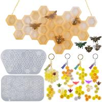 China DIY crystal dropper resin gypsum mirror honey honeycomb keychain door number pendant silicone mold for sale