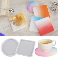 China DIY crystal dropper resin gypsum coaster, round square animal dried flower specimen press mud board silicone mold for sale