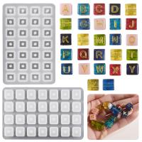 China Crystal Drip Glue 26 English Letter Bead Cube Perforated Gypsum Bracelet Bead Silicone Mold for sale