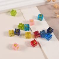 China Crystal Drip Glue 26 English Letter Bead Cube Perforated Gypsum Bracelet Bead Silicone Mold for sale
