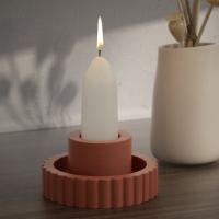 China Circular striped candle holder dropper mold DIY cement gypsum concrete candle stand silicone mold for sale