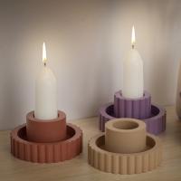 China Circular striped candle holder dropper mold DIY cement gypsum concrete candle stand silicone mold for sale
