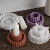 China Circular striped candle holder dropper mold DIY cement gypsum concrete candle stand silicone mold for sale