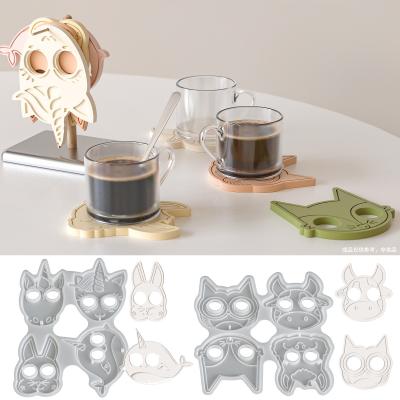 China DIY cat face, cow face, dolphin, unicorn, hole, coaster, aromatherapy, gypsum decoration, ornament, silicone mold for sale