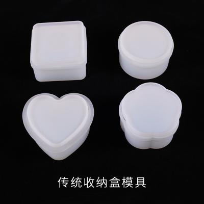 China DIY crystal dropper mold storage box, peach heart circular upright table storage jewelry box, silicone mold for sale