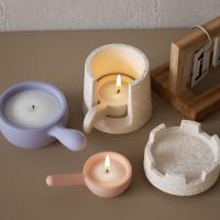China DIY dropper glue cement gypsum candle holder handle candle holder flat bottomed pan candle holder ornament mirror silicone mold for sale