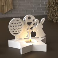 China New Easter pentagram candle holder silicone mold DIY Easter egg rabbit gift plug board gypsum mold for sale