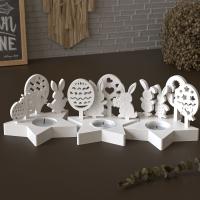 China New Easter pentagram candle holder silicone mold DIY Easter egg rabbit gift plug board gypsum mold for sale