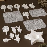 China New Easter pentagram candle holder silicone mold DIY Easter egg rabbit gift plug board gypsum mold for sale