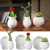 China DIY Crystal Drop Glue Relief Vine Flower Pattern Vase Aromatherapy Gypsum Storage Can Silicone Mold for sale