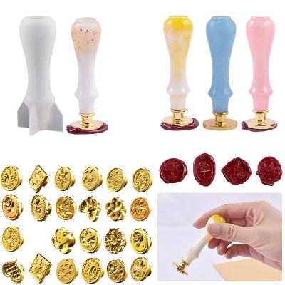 China DIY Drip Glue Seal Handle Silicone Mold Fire Paint Seal Head Envelope Wax Seal Universal Handle Mold for sale