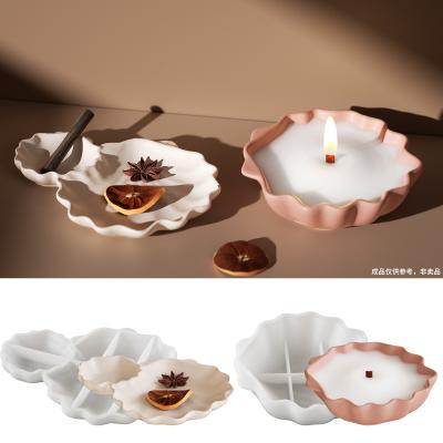 China DIY dropper resin sized shell storage tray, aromatherapy gypsum lace shell candle cup, silicone mold for sale