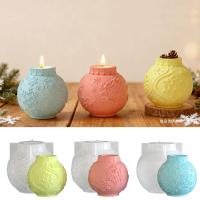 China Embossed snowflake pattern round ball lantern candle holder DIY Christmas aromatherapy gypsum silicone mold for sale