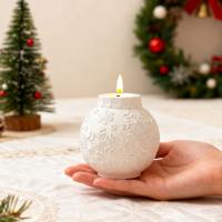 China Embossed snowflake pattern round ball lantern candle holder DIY Christmas aromatherapy gypsum silicone mold for sale