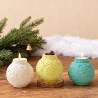 China Embossed snowflake pattern round ball lantern candle holder DIY Christmas aromatherapy gypsum silicone mold for sale