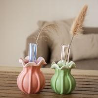 China DIY resin mirror lace flower hydroponic vase DIY gypsum candle holder silicone mold for sale