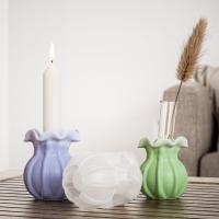 China DIY resin mirror lace flower hydroponic vase DIY gypsum candle holder silicone mold for sale