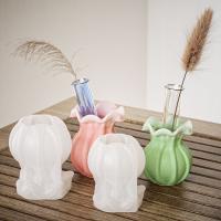 China DIY resin mirror lace flower hydroponic vase DIY gypsum candle holder silicone mold for sale