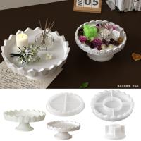 China Ins Wind Wave Love Lace Tray Silicone Mold DIY Aromatherapy Gypsum High Foot Dish Storage Plate Mold for sale