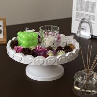 China Ins Wind Wave Love Lace Tray Silicone Mold DIY Aromatherapy Gypsum High Foot Dish Storage Plate Mold for sale