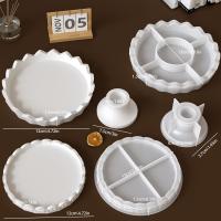 China Ins Wind Wave Love Lace Tray Silicone Mold DIY Aromatherapy Gypsum High Foot Dish Storage Plate Mold for sale