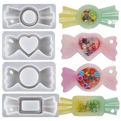 China Drip Glue DIY Simple Square Round Handmade Flowing Sand Candy Pendant Keychain Pendant Silicone Mold for sale
