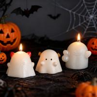 China Aromatherapy gypsum quadruple Q-version ghost ornament silicone mold DIY Halloween candle stand mold for sale