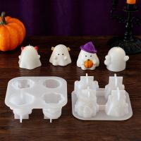 China Aromatherapy gypsum quadruple Q-version ghost ornament silicone mold DIY Halloween candle stand mold for sale