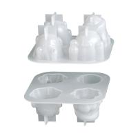China Aromatherapy gypsum quadruple Q-version ghost ornament silicone mold DIY Halloween candle stand mold for sale
