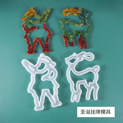China DIY crystal dropper mold, Santa Claus reindeer pendant, room decoration theme, silicone mold for sale