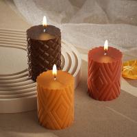 China DIY Crystal Dropping Gel Mold Cylinder Aromatherapy Diamond Leather Pattern Gypsum Candle Ornament Silicone Mold for sale