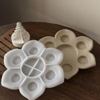 China Aromatherapy gypsum resin lotus flower candle holder ornament silicone mold DIY minimalist style candle base for sale