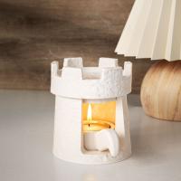 China DIY Cement Gypsum Candle Aromatherapy Stove Castle Candlestick Warm Tea Stove Heating and Insulation Teapot Silicone Mold for sale